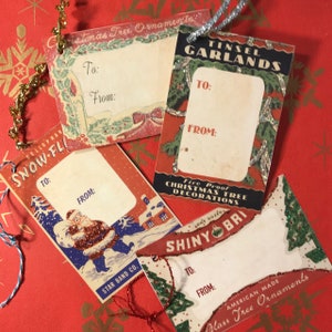 DIGITAL Set 8 Vintage Christmas Snow Ornament Box Flat Gift Tags Craft ...