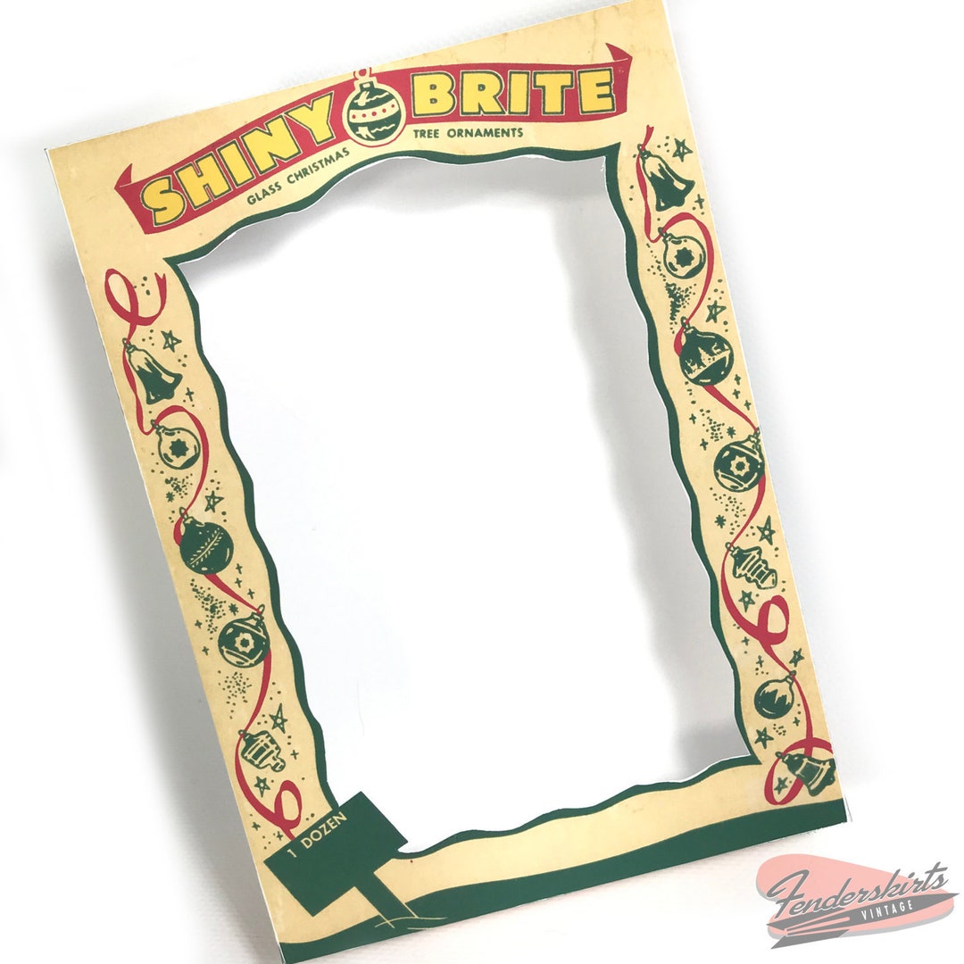 DIGITAL Vintage Christmas Shiny Brite Red Green Vertical Ornament Box ...