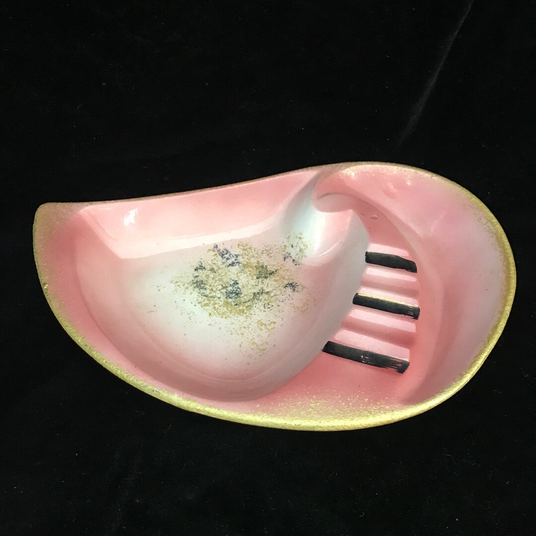 Vintage 1950s Artmark Pink Gold Teardrop Ceramic Ashtray - Etsy