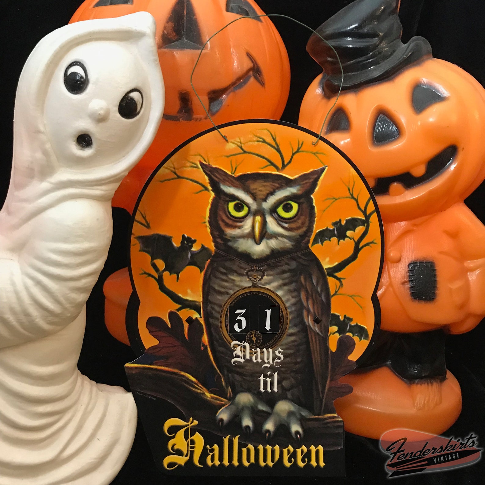 DIGITAL Vintage Owl Countdown to Halloween Days Calendar Sign | Etsy