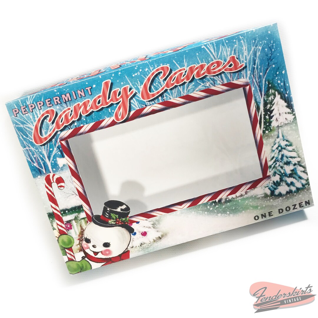DIGITAL Vintage Christmas Snowman Candy Canes Box Craft File Printable ...