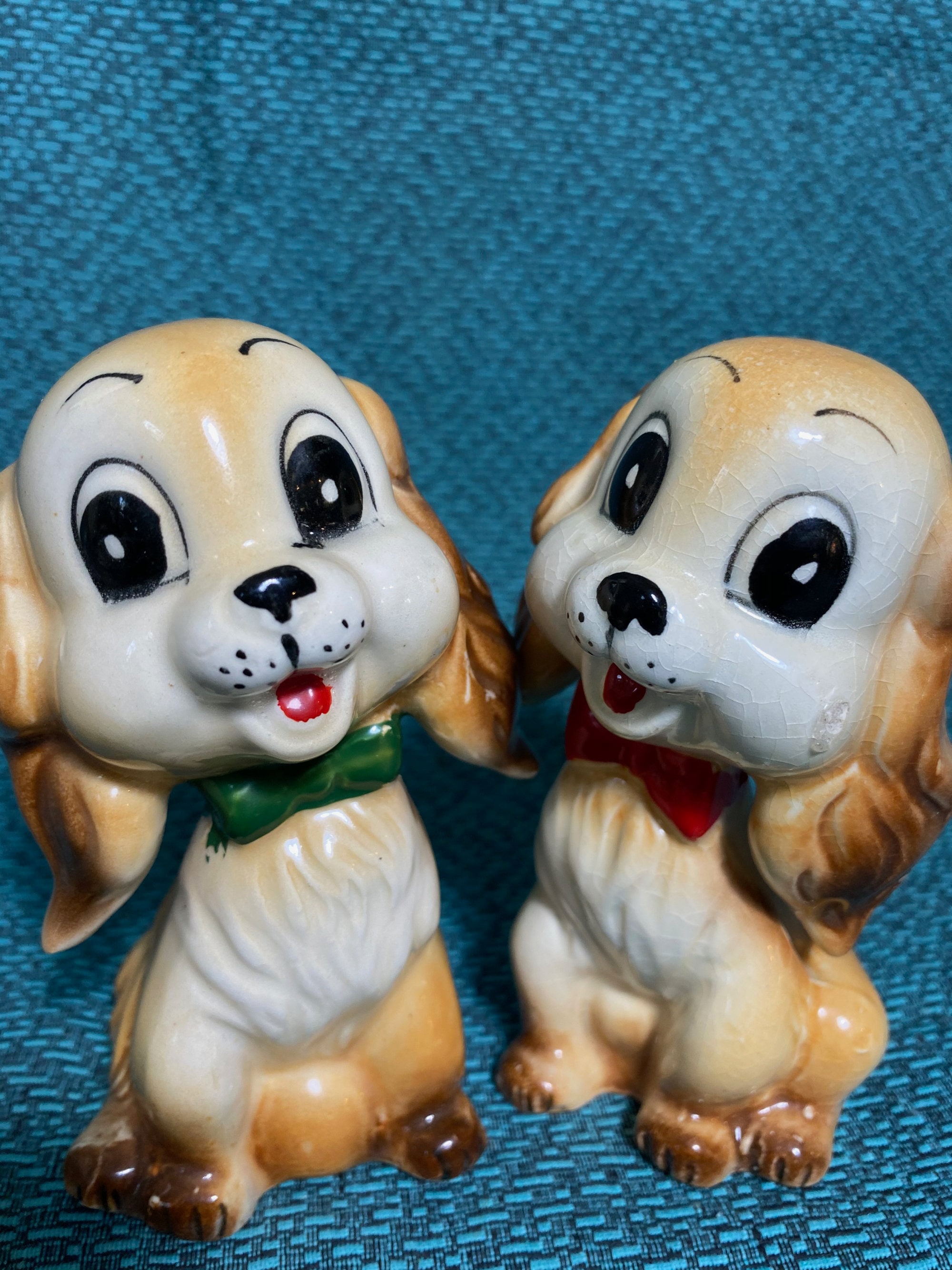 Vintage Pair Commodore Cocker Spaniel Dog Ceramic Salt Pepper Shakers ...
