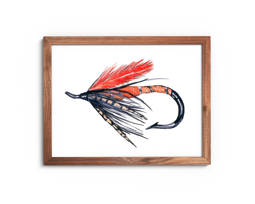 Fishing Fly Watercolor Print by Crystal Cortez - Etsy