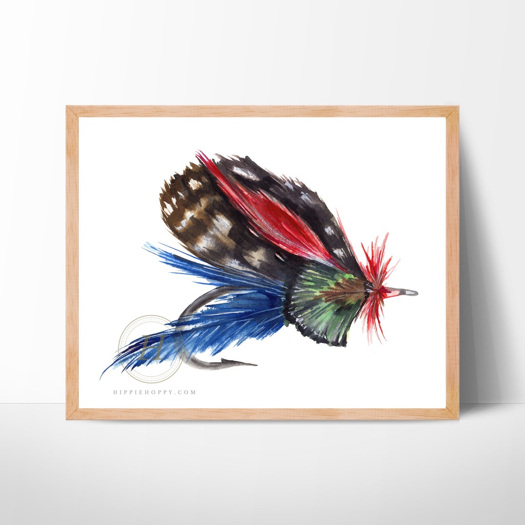 Fishing Fly Watercolor Print by Crystal Cortez - Etsy