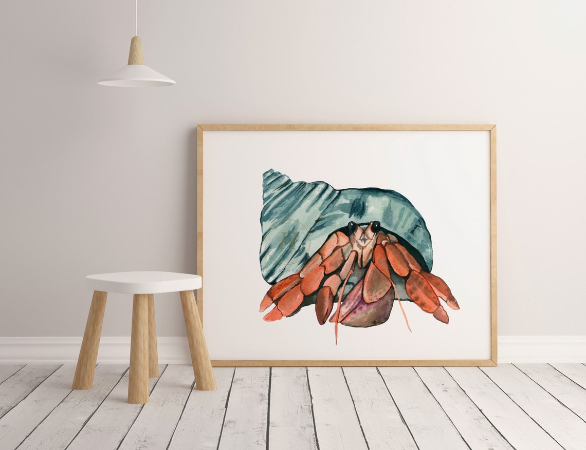 Hermit Crab Watercolor Print - Etsy