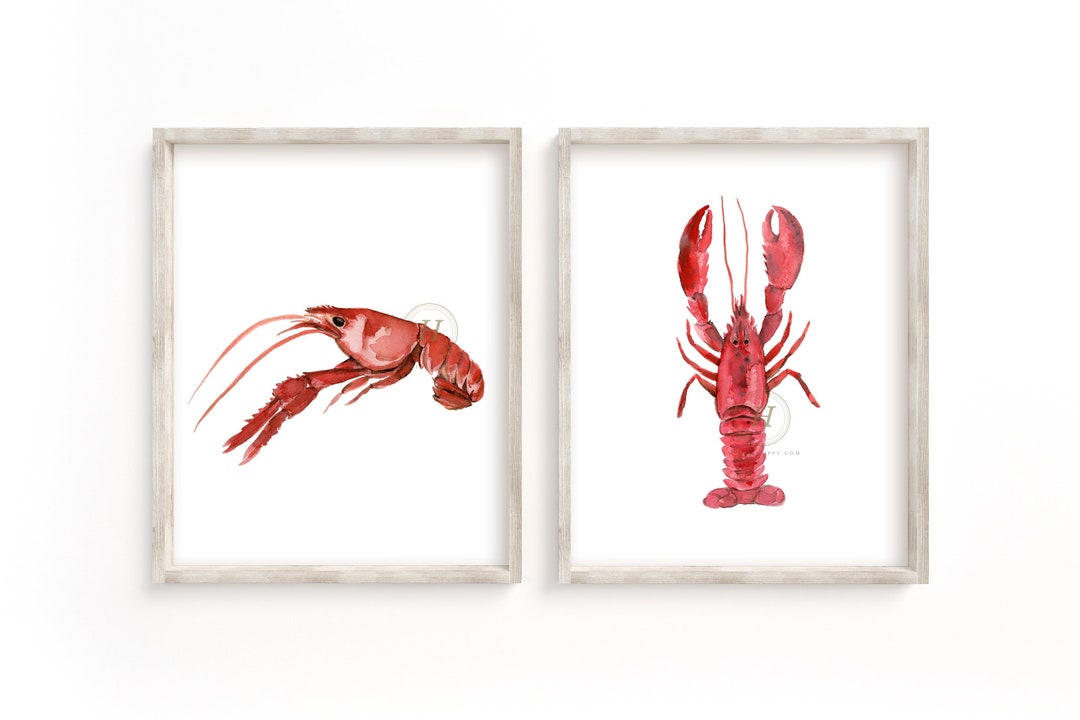 Crawfish Watercolor Prints Set of 2 by Crystal Cortez - Etsy