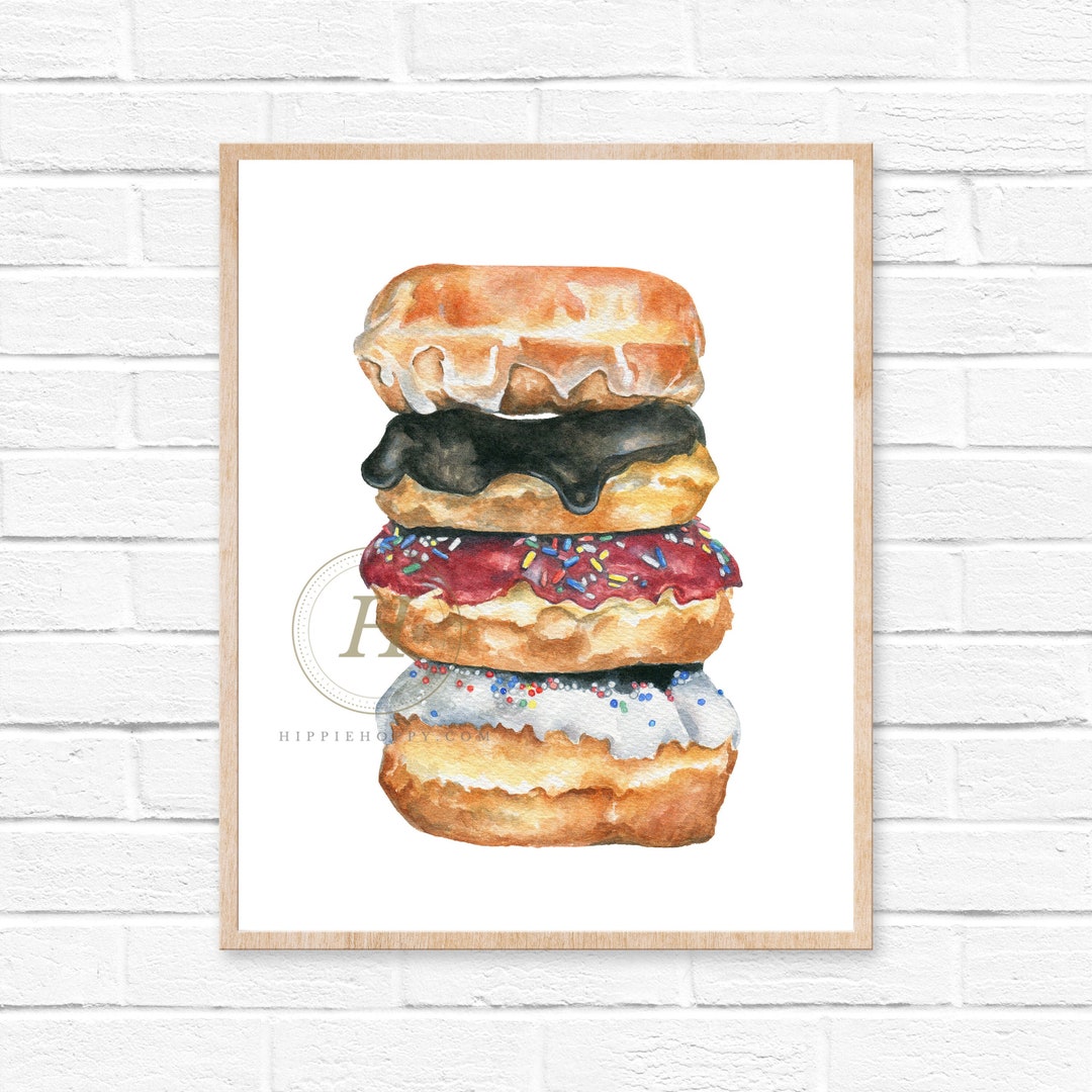 Donut Watercolor Print - Etsy