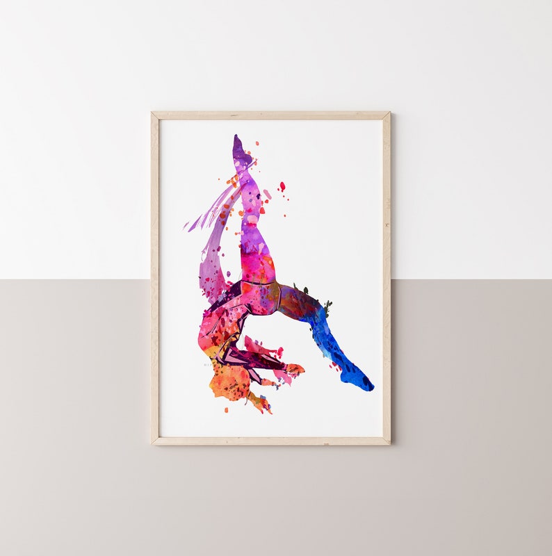 Gymnastics Tumbling Art Sports Poster Watercolor Home Décor Nursery ...