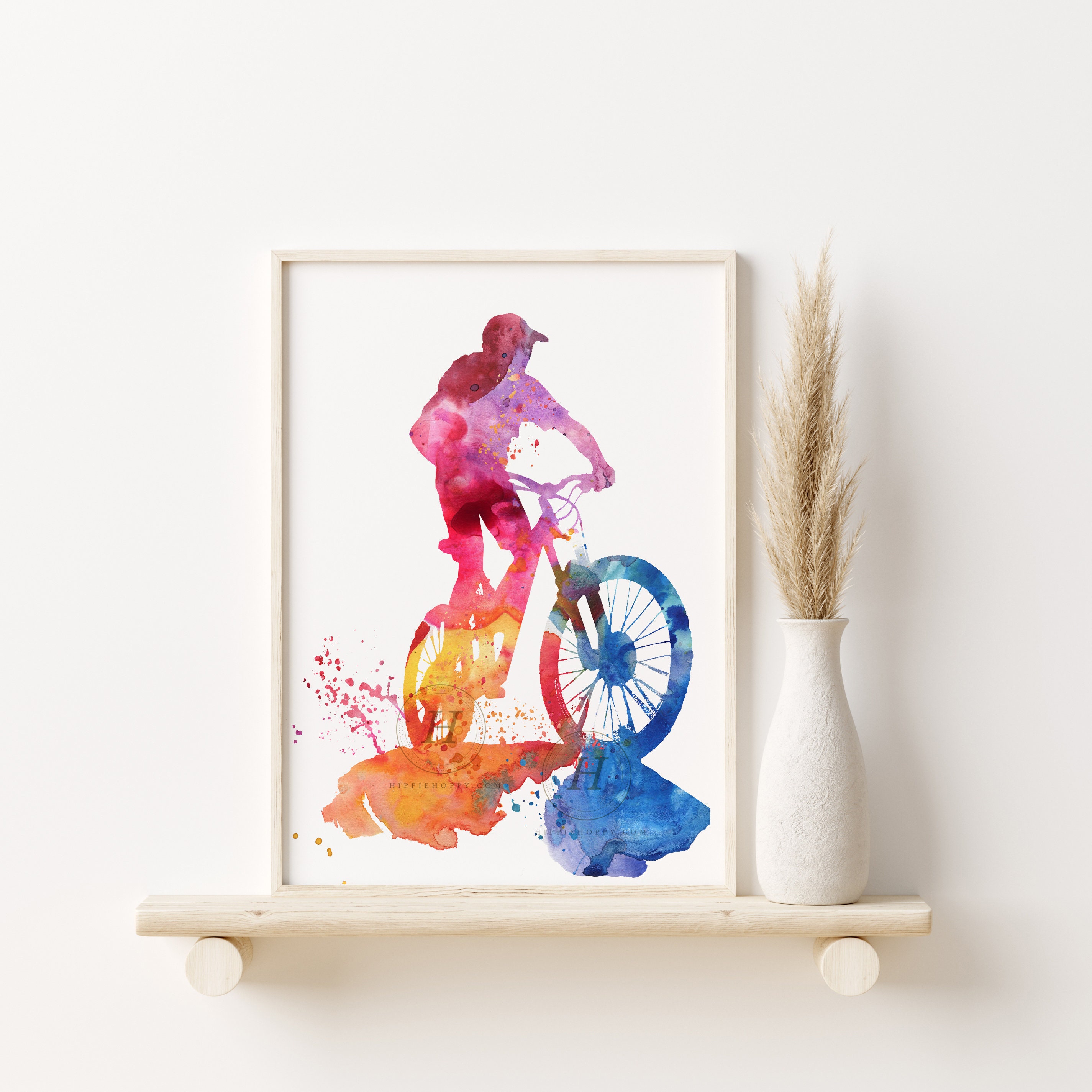 Mountain Bike Print, Mountain Bike Watercolor Art Print, Mountain ...