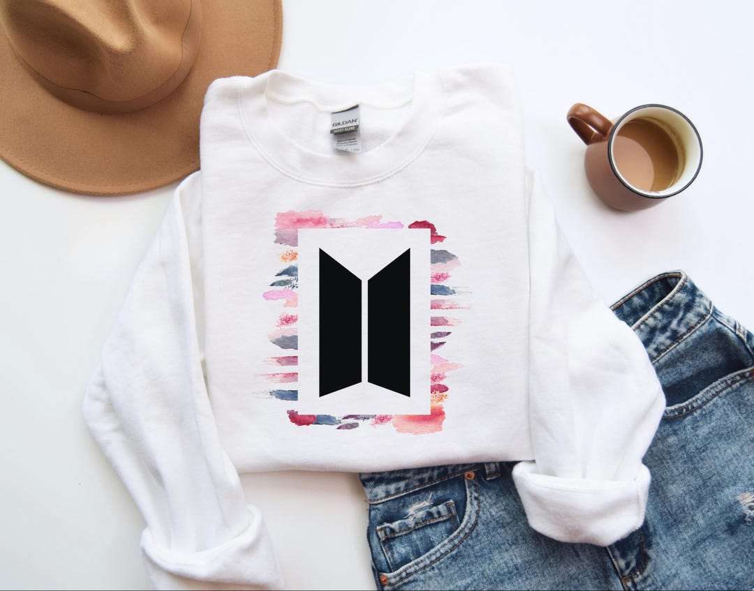 BTS K-pop Sweatshirt, BTS Logo Watercolor Crewneck Sweatshirt, Kpop BTS ...
