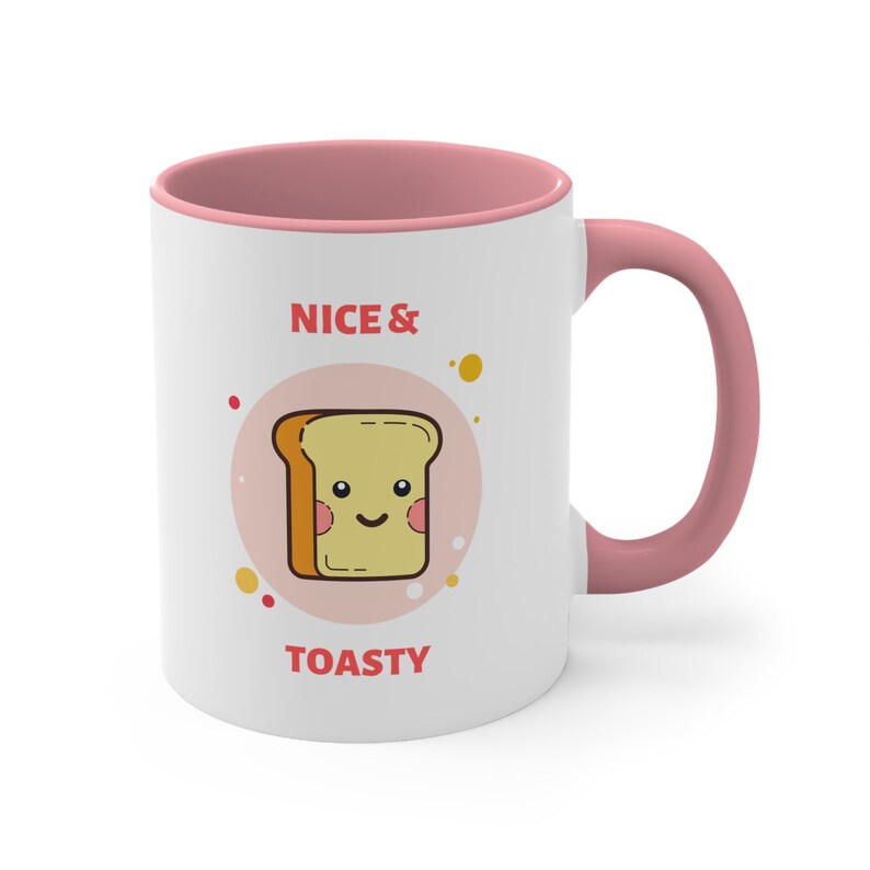 Kawaii Pink Mug, Cute Toast Cartoon Coffee Mug, Warm & Toasty Tea Mug ...