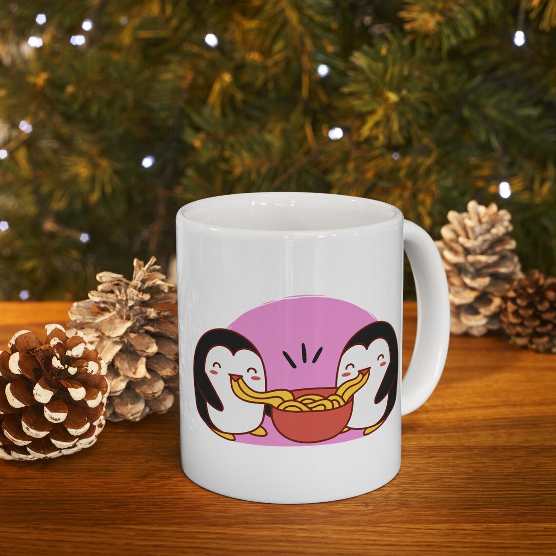 Cute Penguin Tea Mug, Penguins Coffee Mug, Ramen Noodle Mug, Cute ...
