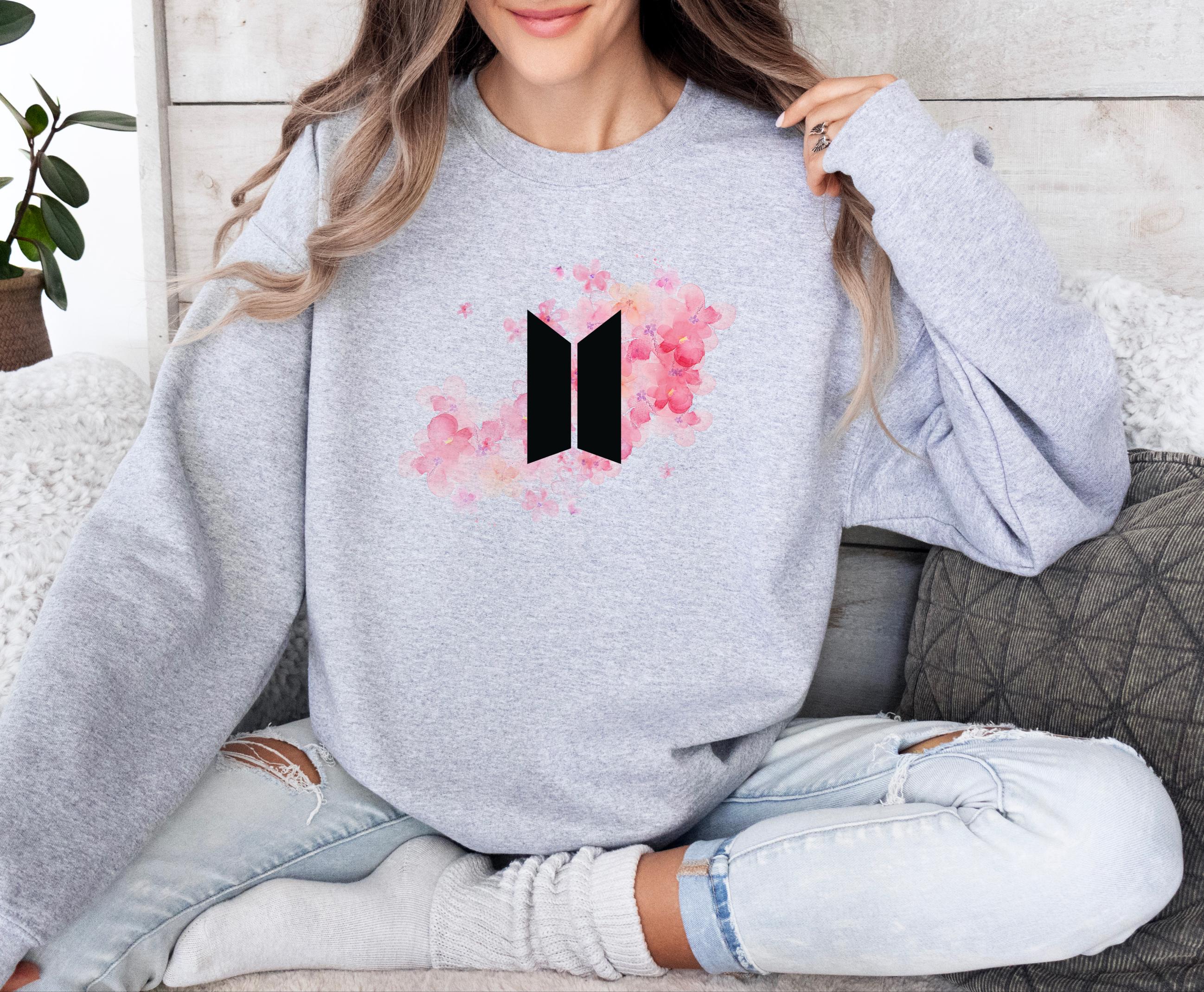 BTS Cherry Blossom Sweatshirt, BTS Crewneck Sweatshirt, Kpop Sweatshirt ...