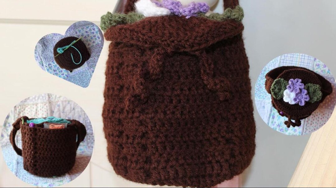 Low Sew CROCHET PATTERN | Yarn Dispenser Bag | Adjustable Strap Bag ...