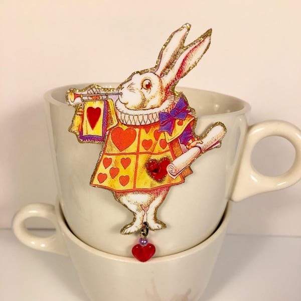 White Rabbit Brooch - Etsy