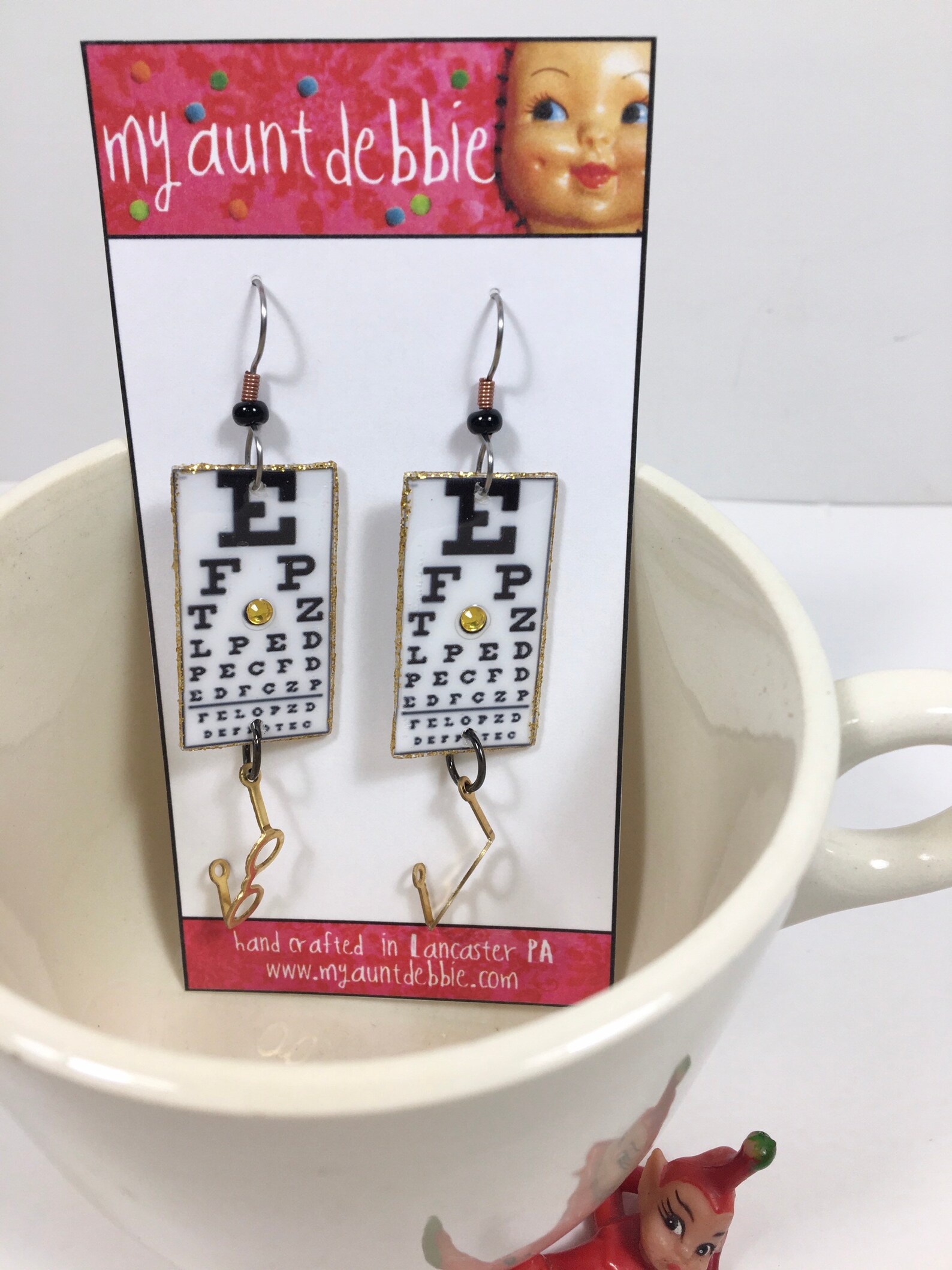 Eye Chart Earrings Optometrist Glasses Four Eyes - Etsy