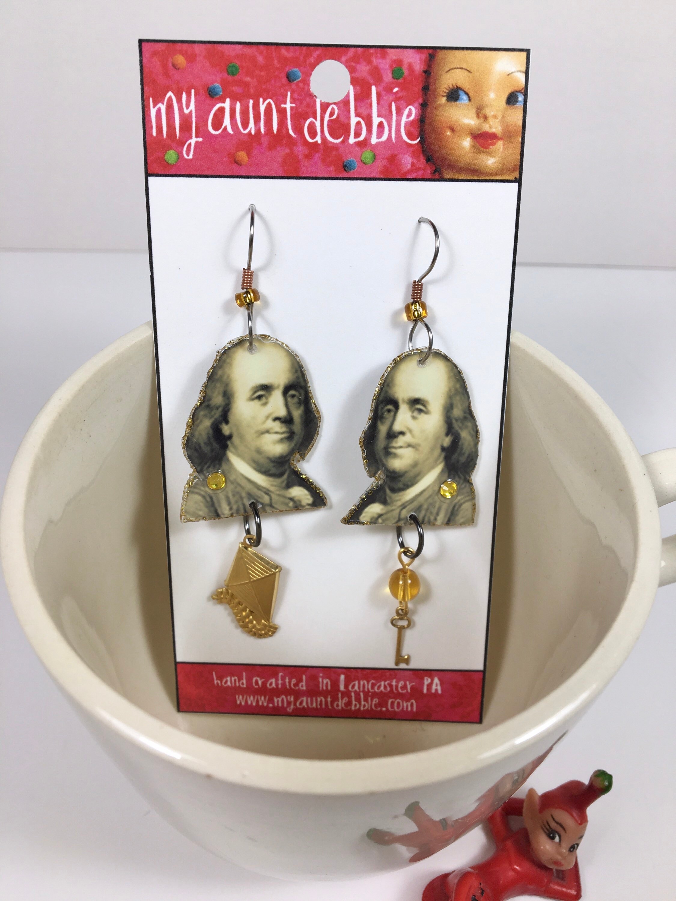 Benjamin Franklin Earrings Poor Richard Founding Father Philadelphia - Etsy