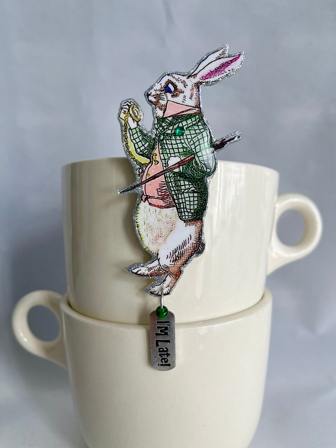 White Rabbit Brooch Alice in Wonderland Lewis Carroll Im Late - Etsy