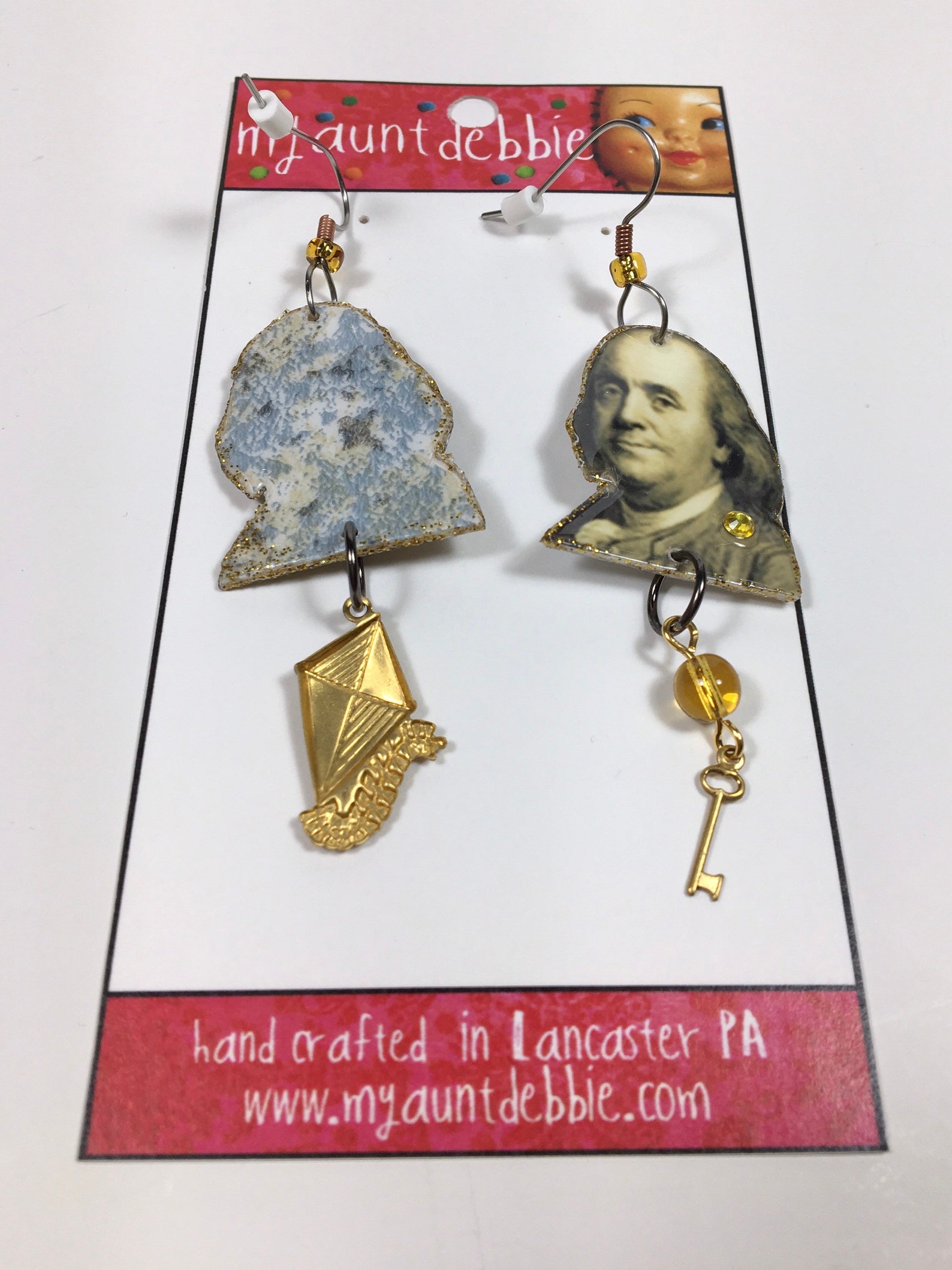 Benjamin Franklin Earrings Poor Richard Founding Father Philadelphia - Etsy