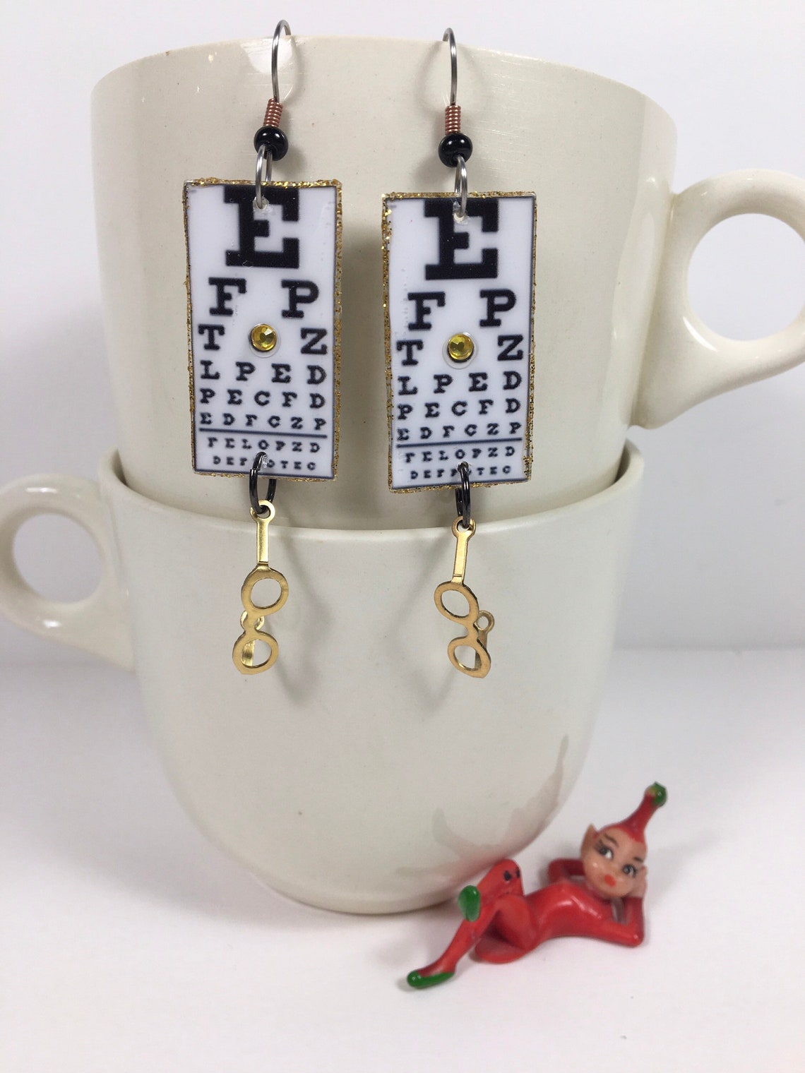 Eye Chart Earrings Optometrist Glasses Four Eyes - Etsy