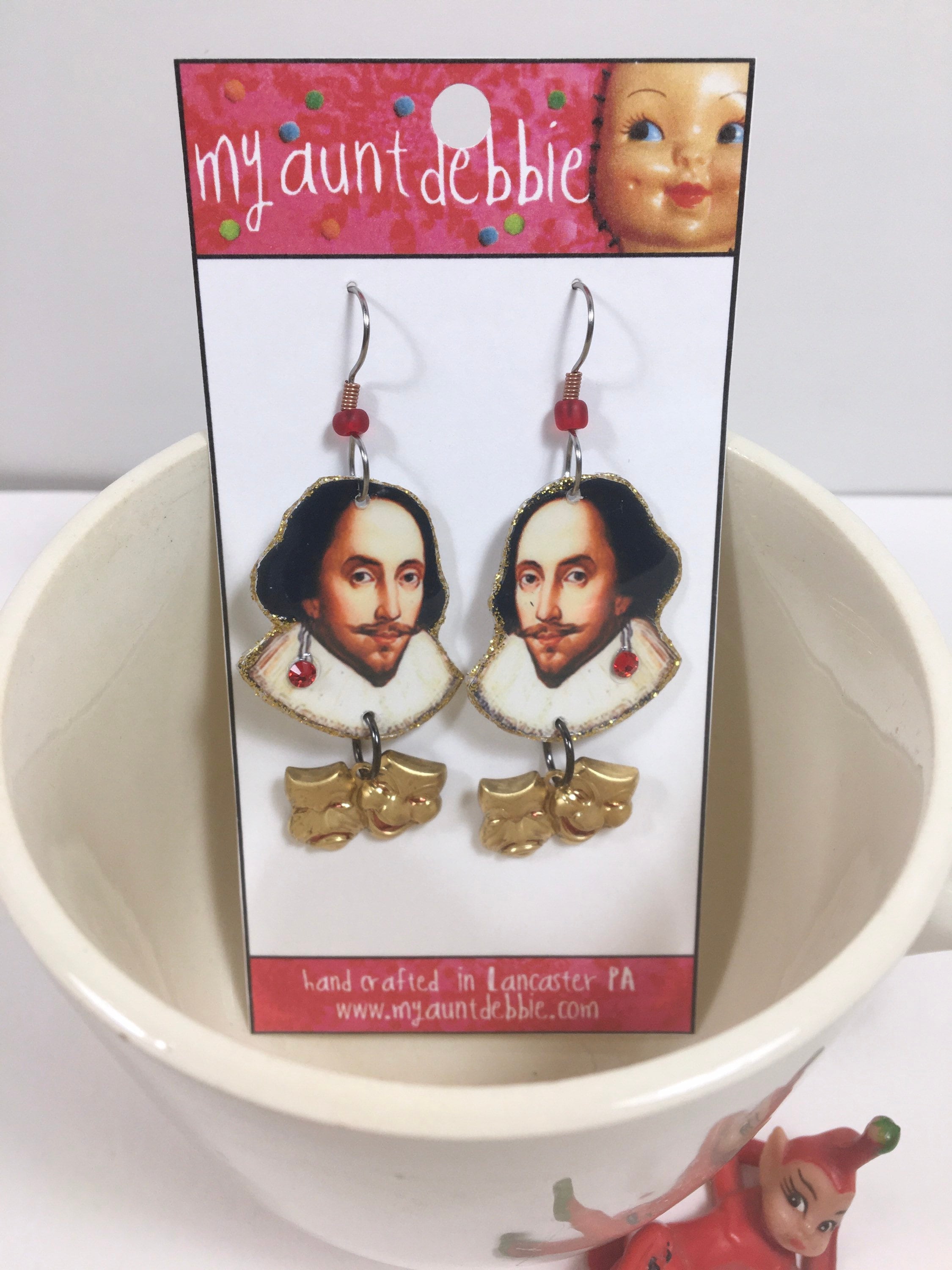 William Shakespeare Earrings Poet Playwright Actor the Bard | Etsy