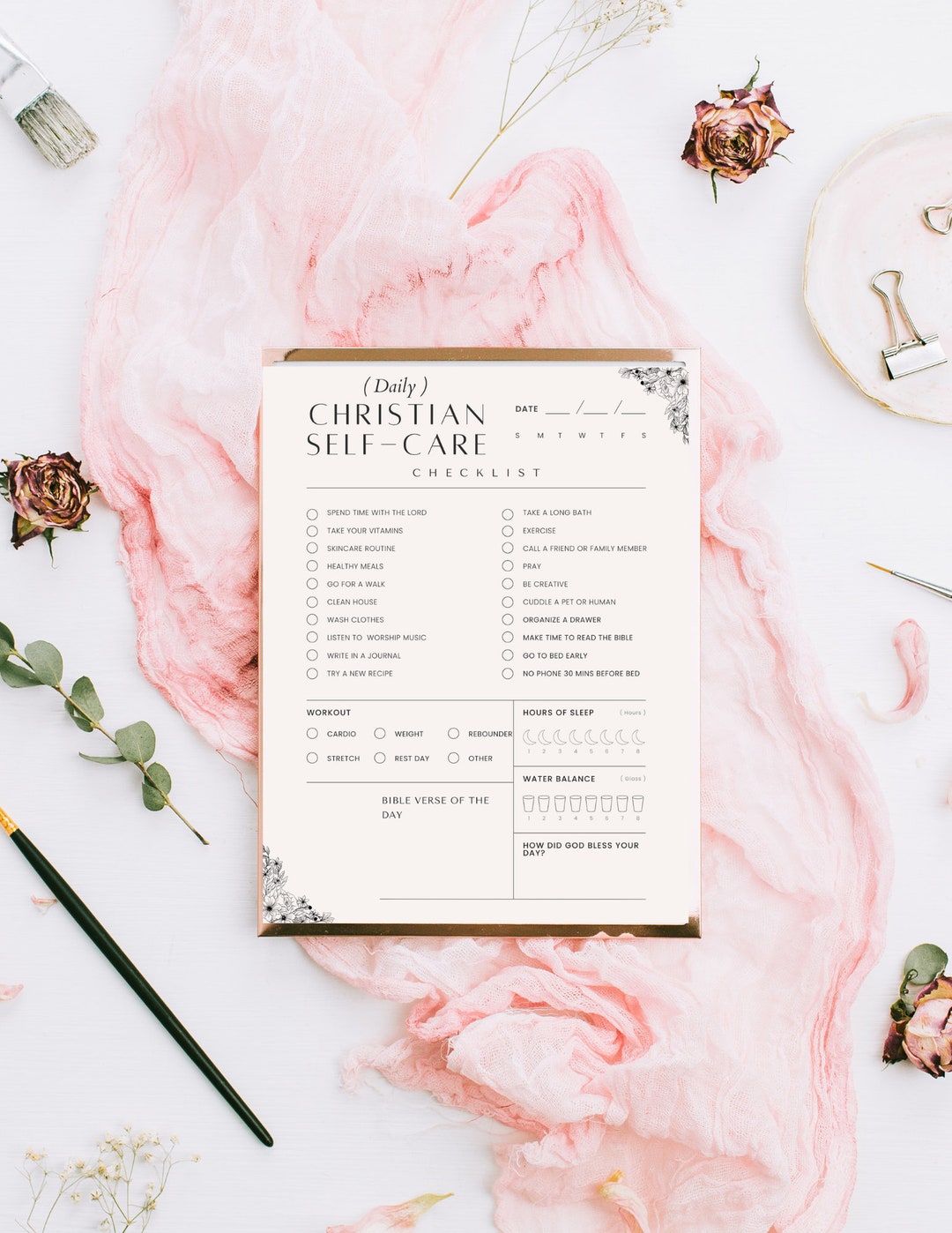 Daily Christian Self-care Checklist Digital Download - Etsy