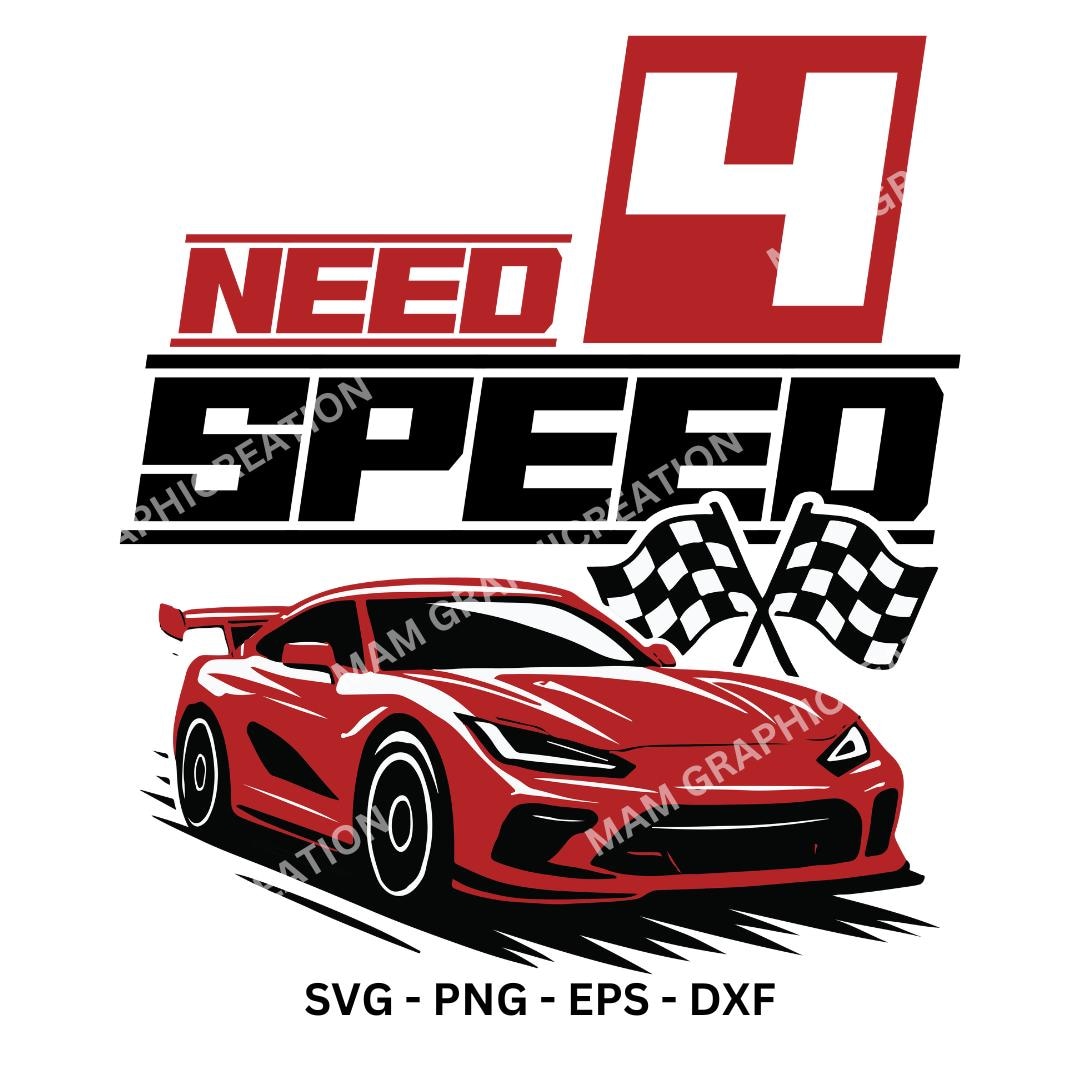Need 4 Speed Birthday SVG: Racing Car 4th Birthday (digital Download ...