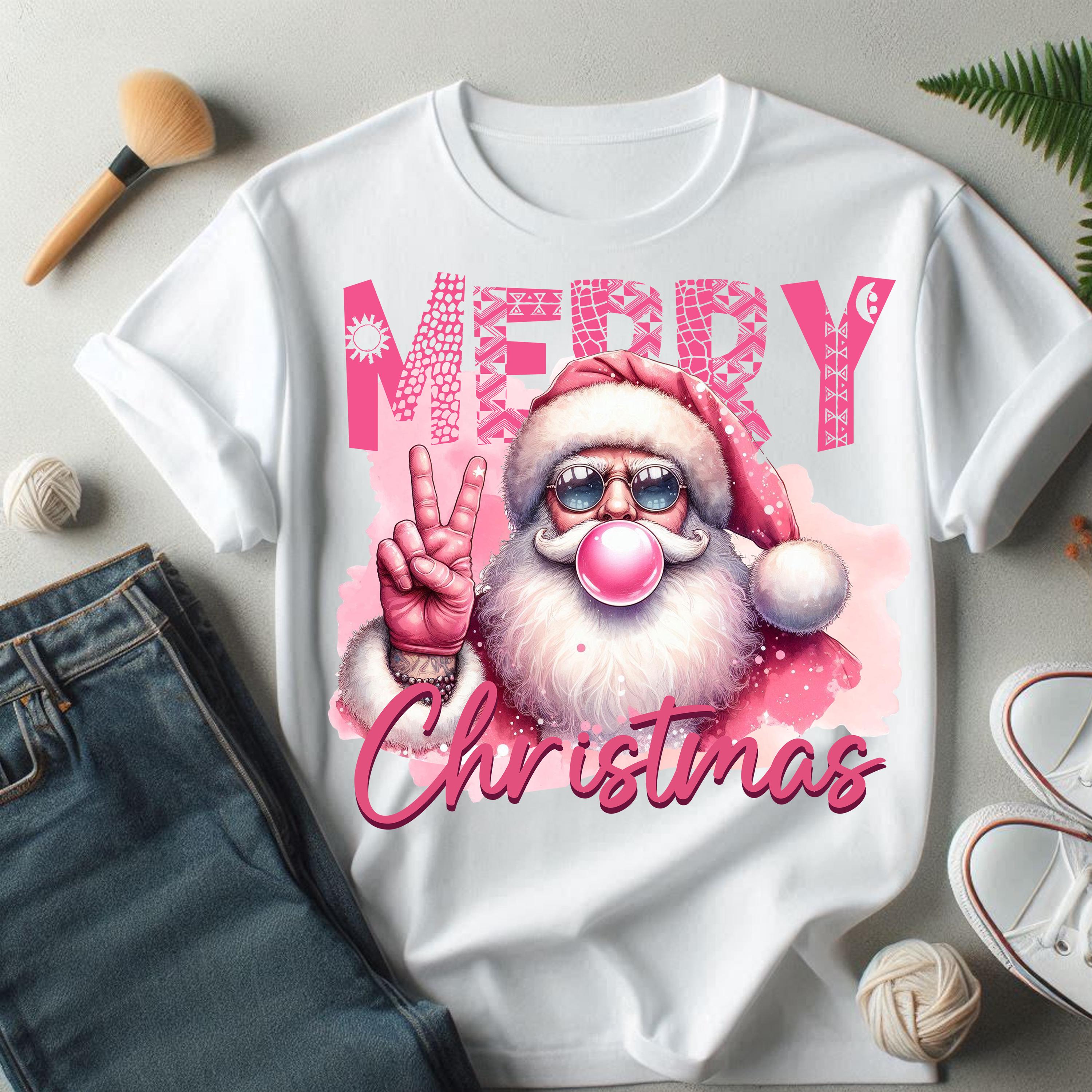 Santa Bubble Gum PNG Christmas Santa Blowing Pink Bubble Gum 300 DPI ...