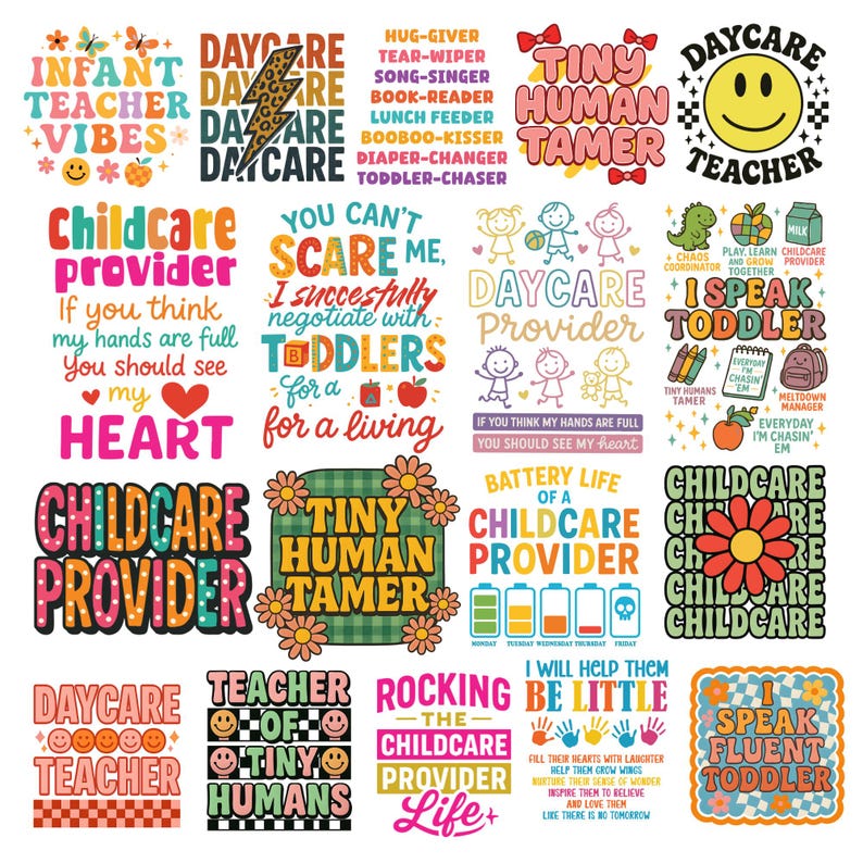 Childcare Provider PNG Bundle: Daycare Teacher Appreciation Designs ...