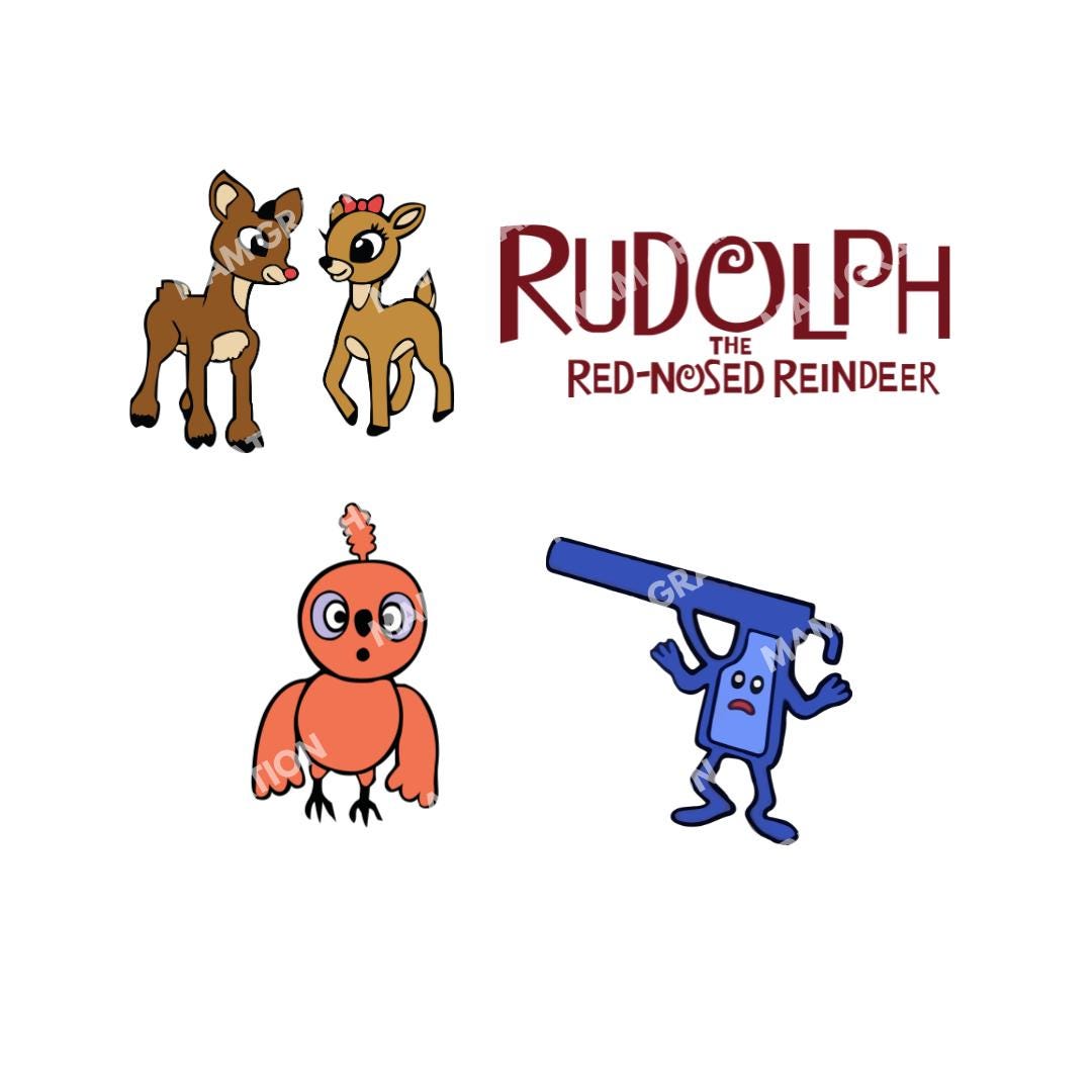 Rudolph Reindeer Christmas Character Clipart Bundle (SVG PNG EPS Ai) - Etsy