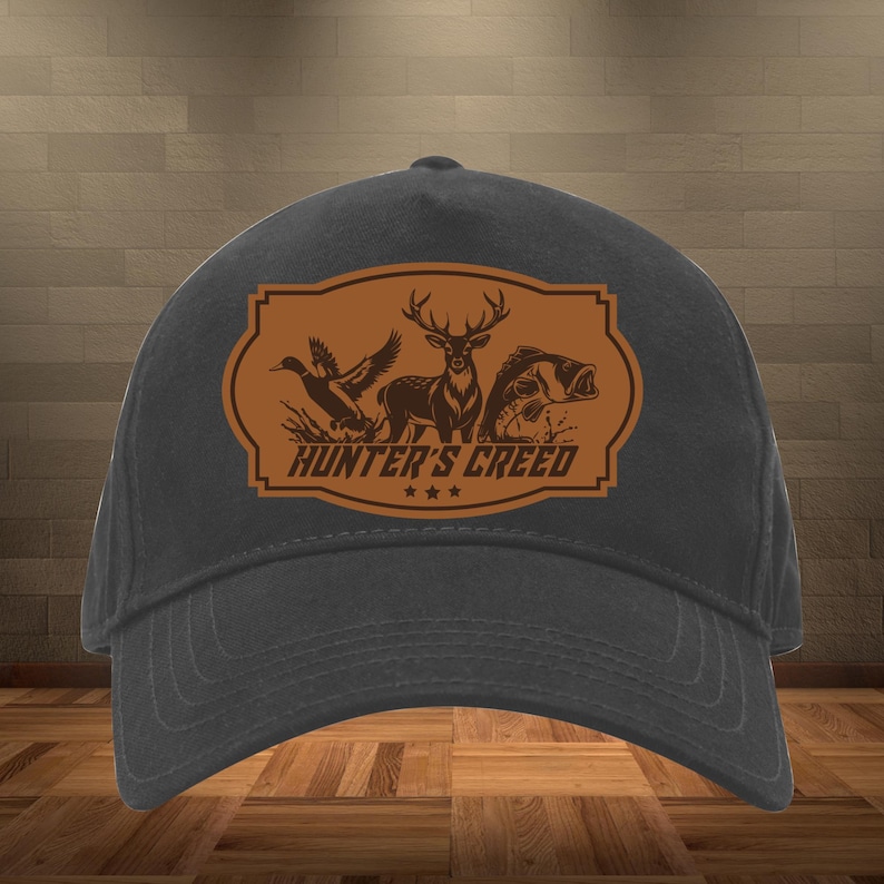 Hunter's Creed Wildlife Outline: Laser Engraved Leather Hat Patch SVG ...