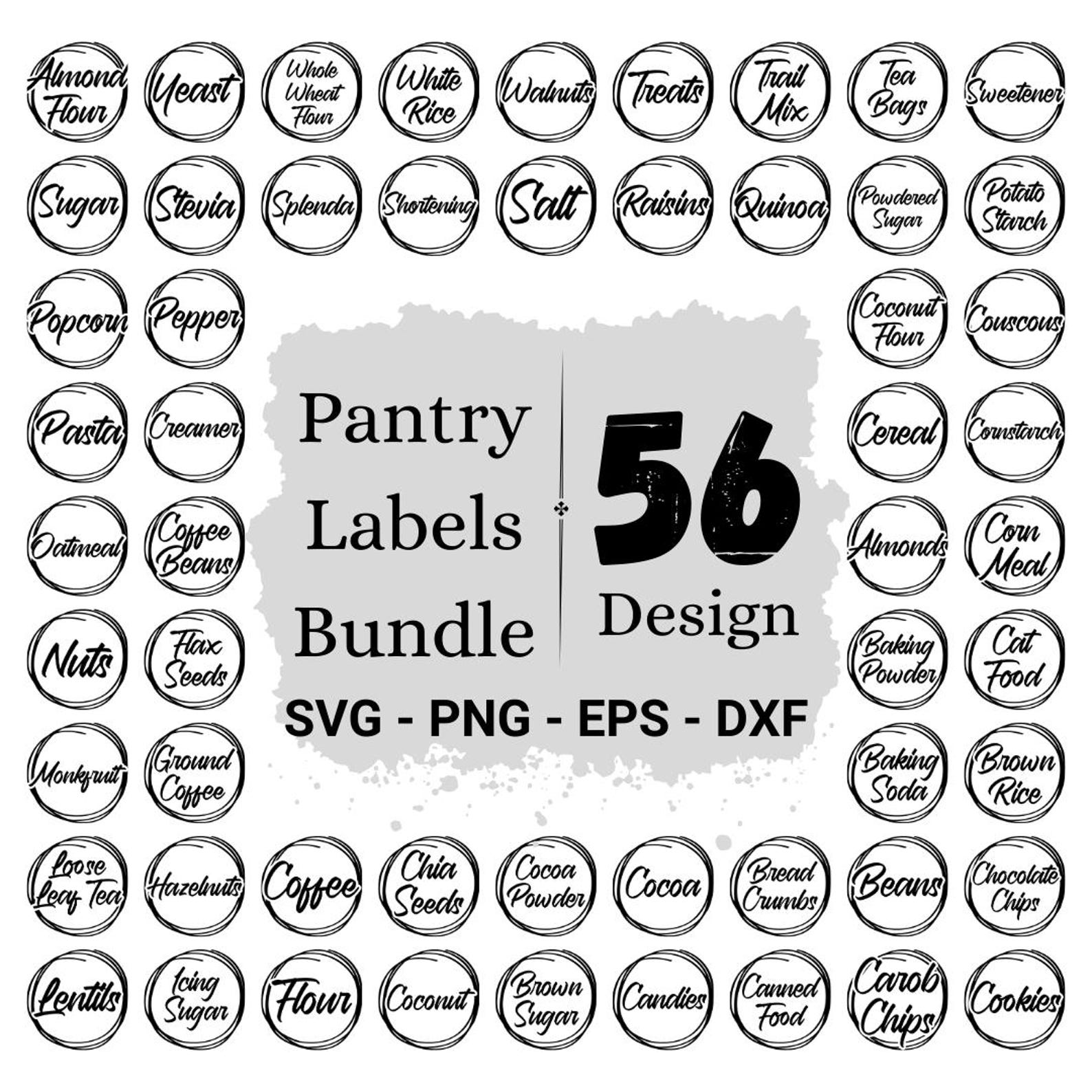 Pantry Kitchen Label Bundle SVG PNG EPS Dxf , Craftologist , Pantry ...