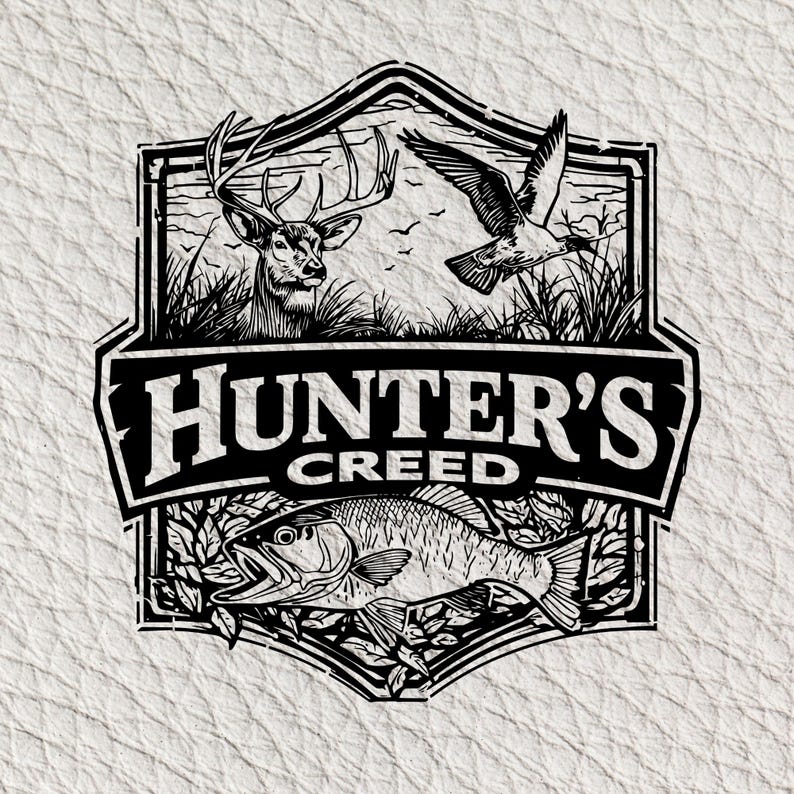 Hunter's Creed SVG | Deer Duck Fish Badge, Outdoor Wildlife (digital ...