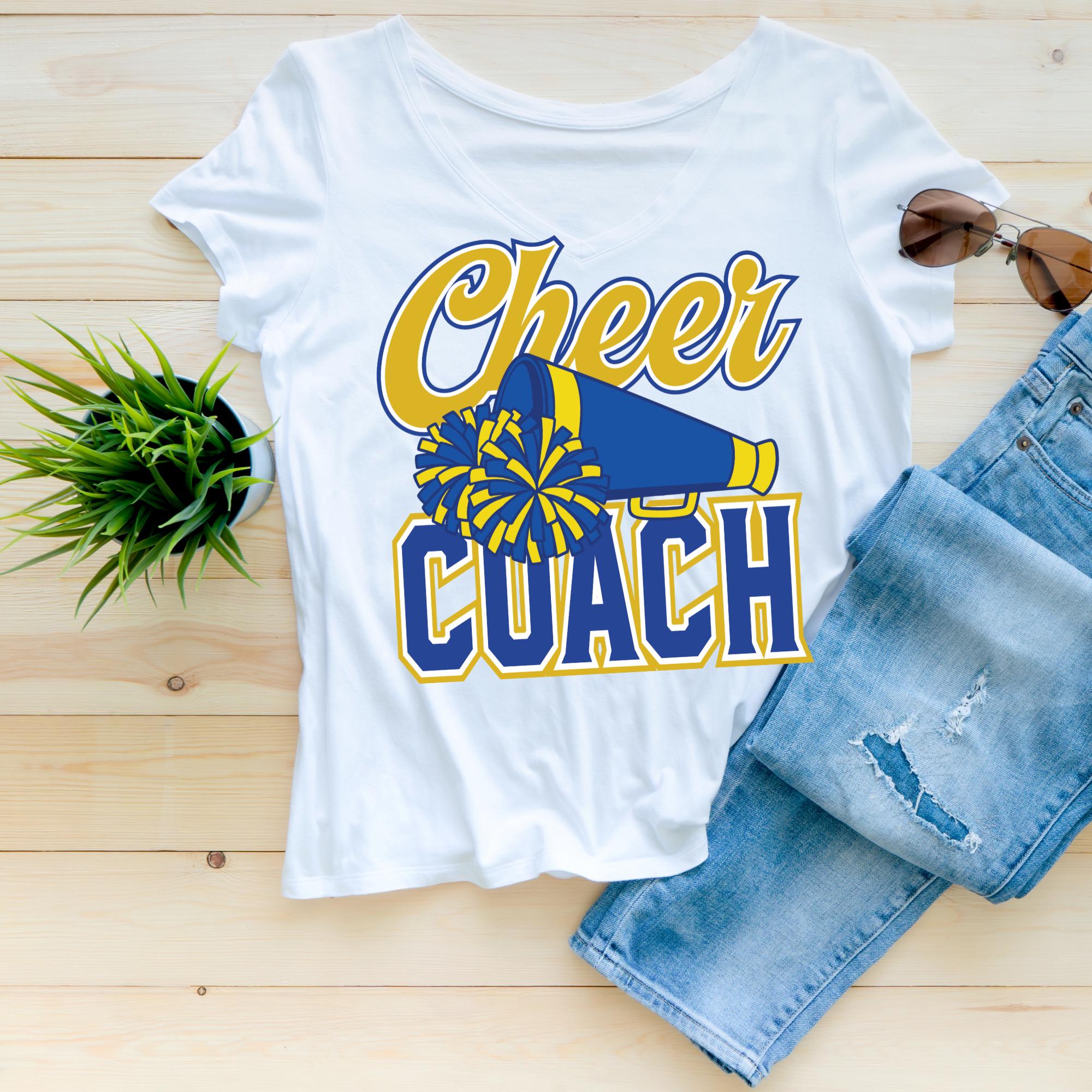 Cheer Coach Blue & Gold Megaphone SVG: Cheerleading Clipart (digital ...