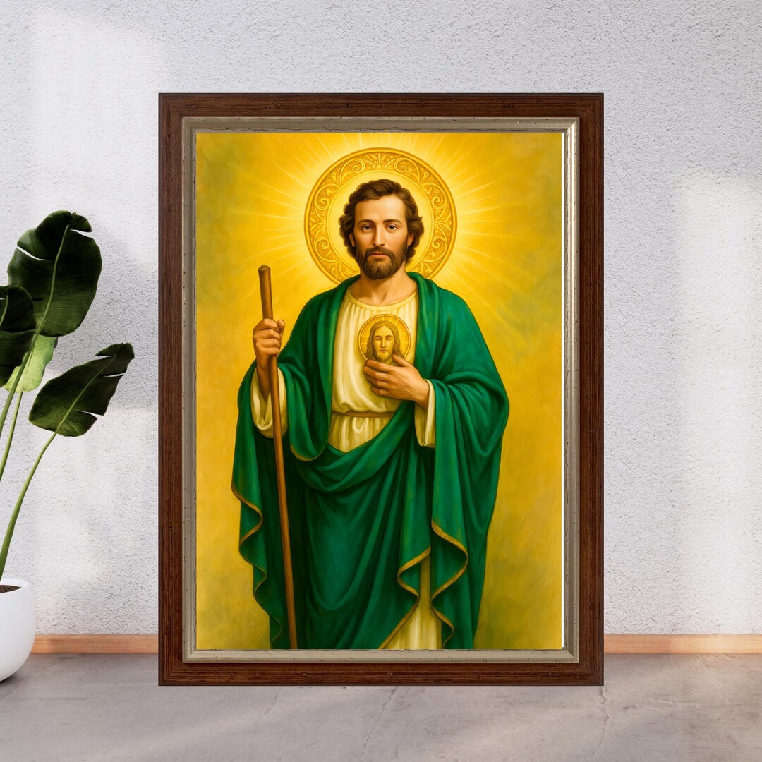Saint Jude Thaddeus Portrait: Catholic Art, Vintage Holy Card Style ...
