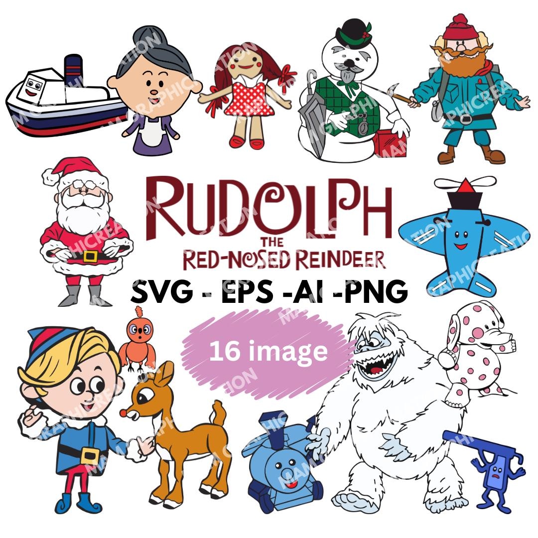 Rudolph Reindeer Christmas Character Clipart Bundle (SVG PNG EPS Ai) - Etsy