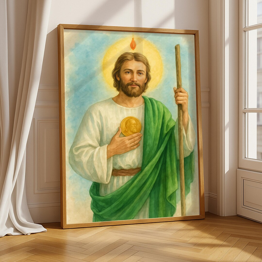 Saint Jude Thaddeus Catholic Art: Sacred Heart Portrait (digital ...