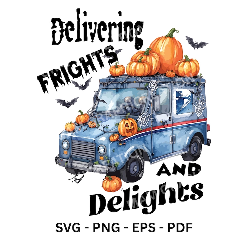 Halloween Mail Truck Clipart: USPS Pumpkin Van Design (SVG PNG) - Etsy