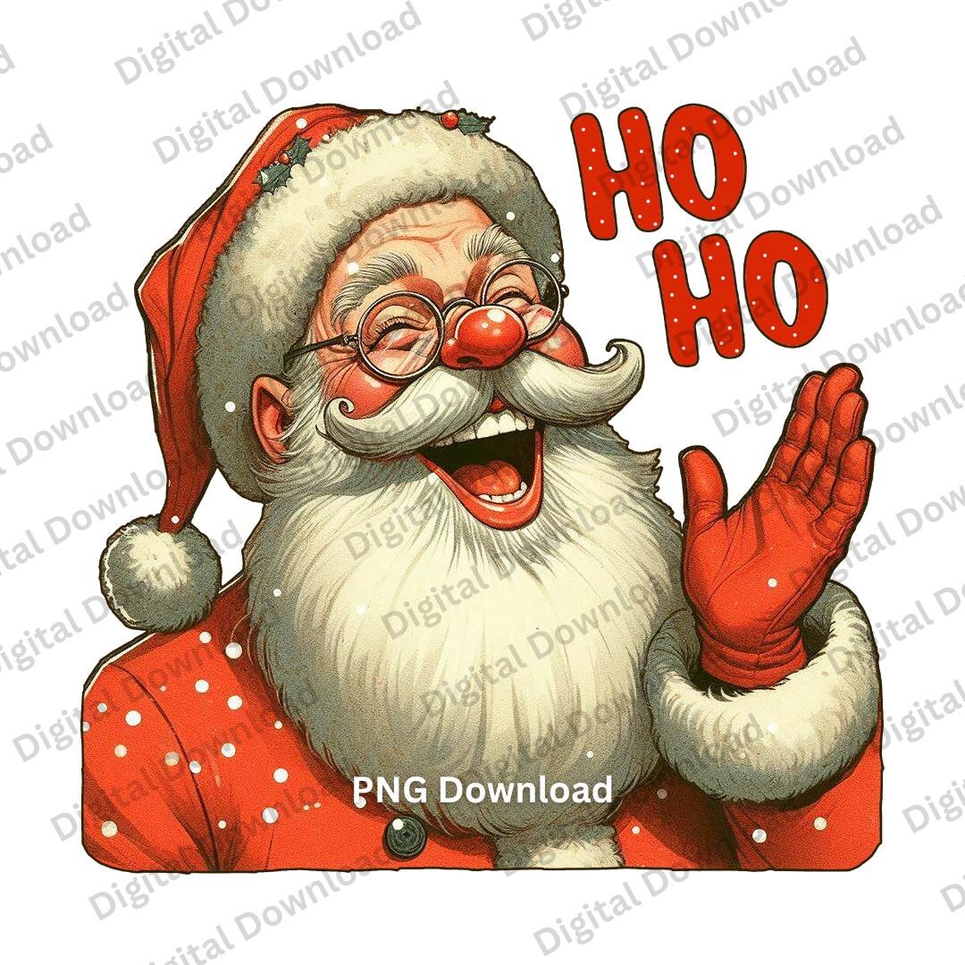 Retro Santa Christmas Santa Claus Hoho Design PNG Rough Design , Ready ...