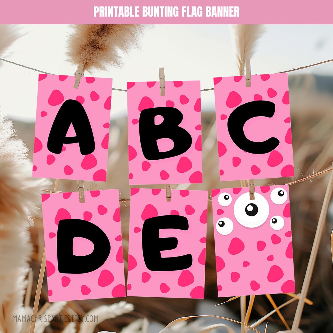 Monsters Pink Party Banner Template, Monsters Girl Birthday Party ...