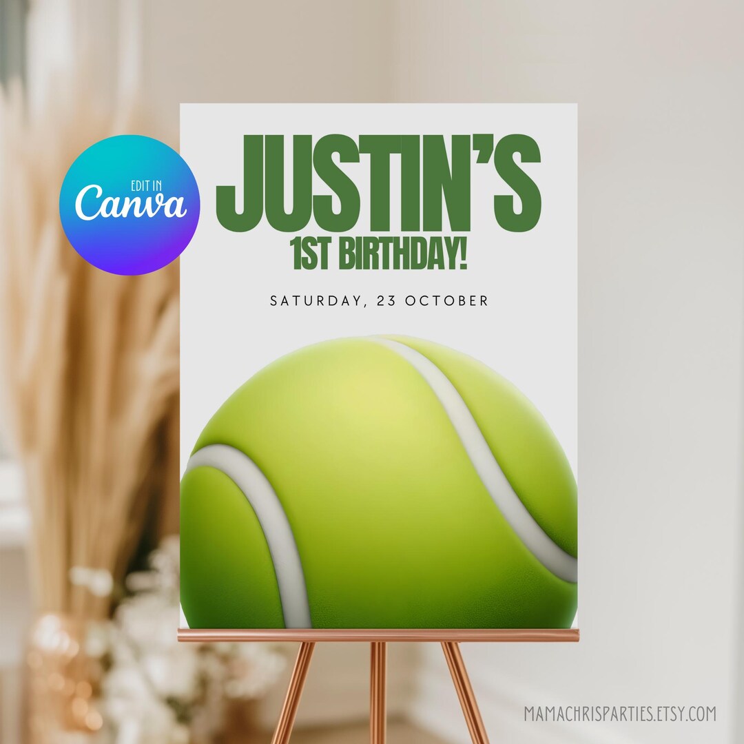 Tennis Welcome Sign, Digital Sign Template, Sports Party Decor 005 - Etsy