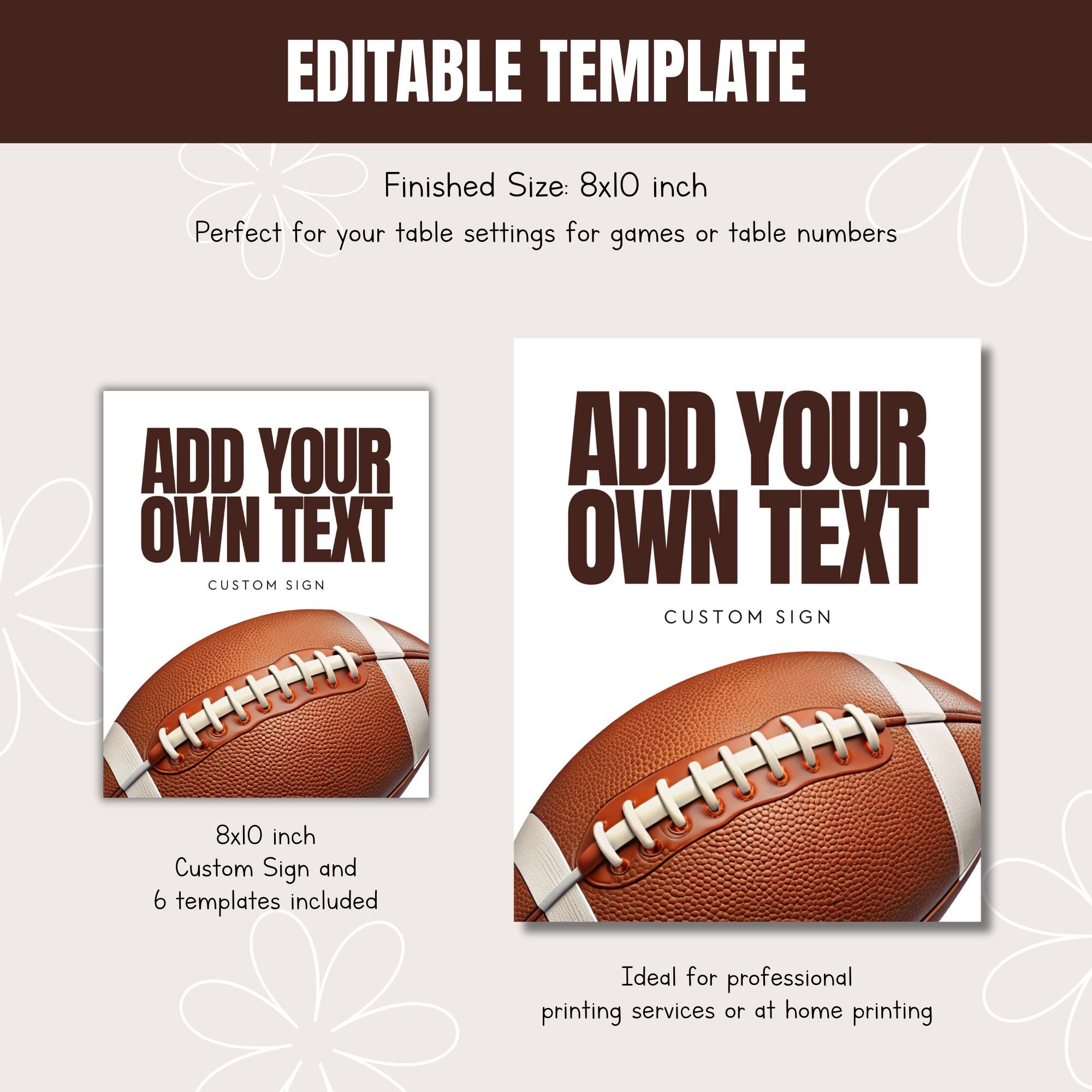Football Table Sign | Digital Template | Sports Theme Party Decor 003 ...