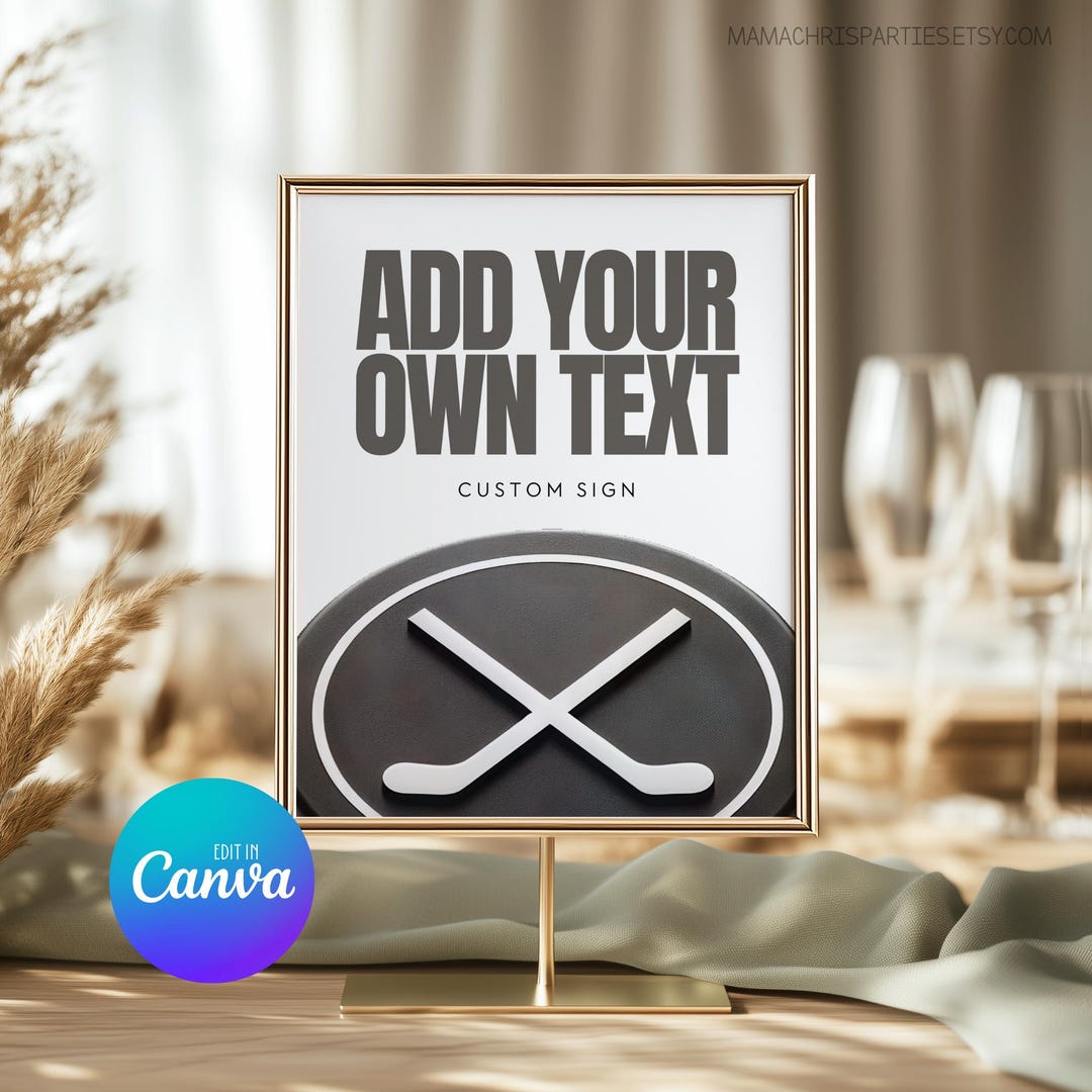 Hockey Table Sign Template, Editable Sports Table Sign, Party Table ...