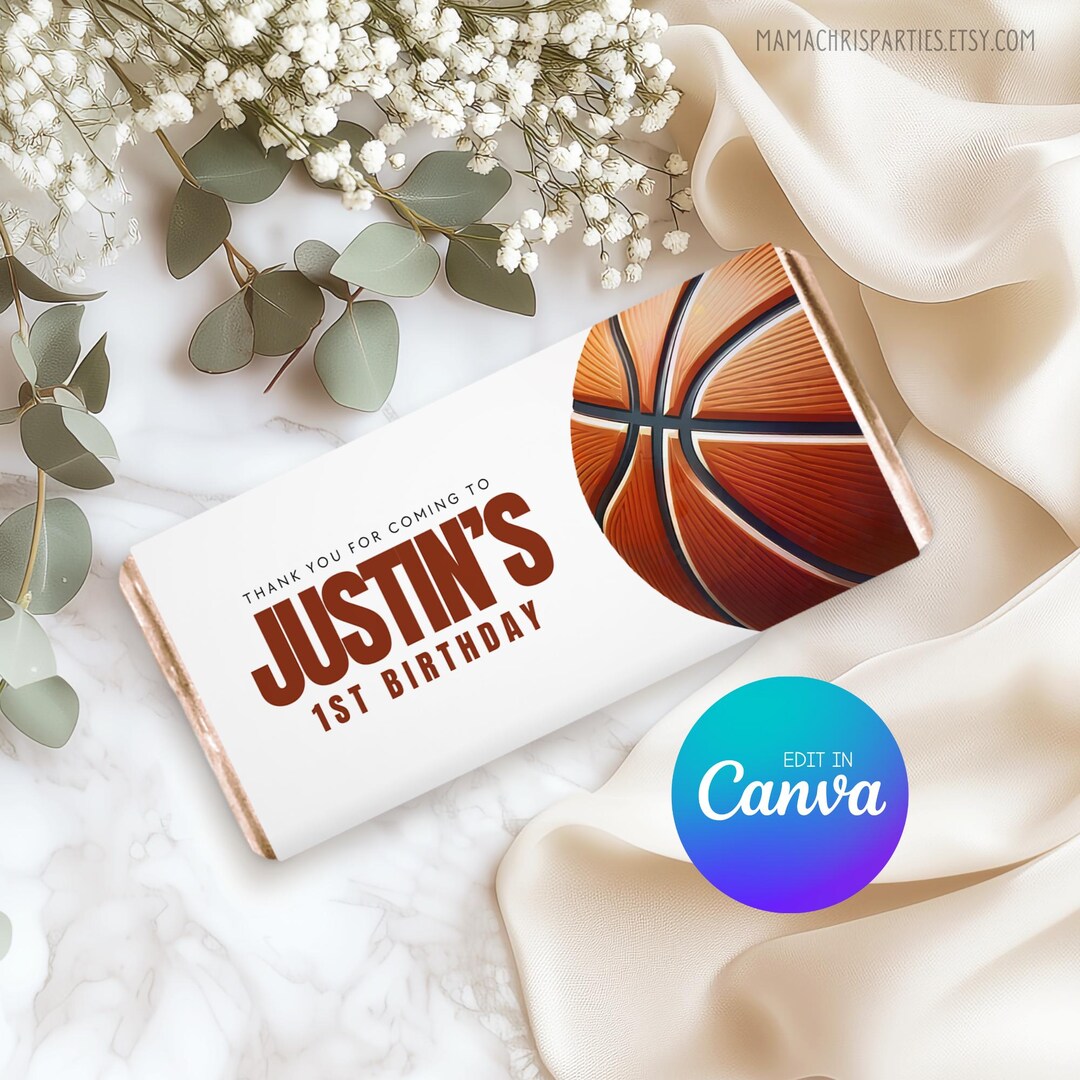Basketball Chocolate Bar Wrapper | Digital Chocolate Label | Sports ...