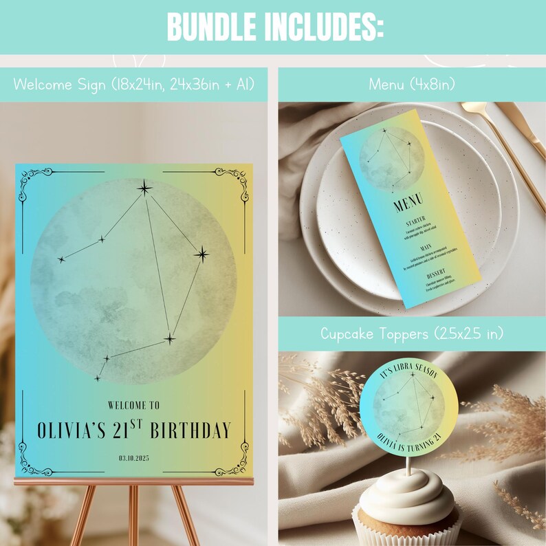 Libra Bundle Templates, Printable Zodiac Bundle, Astrology Birthday ...
