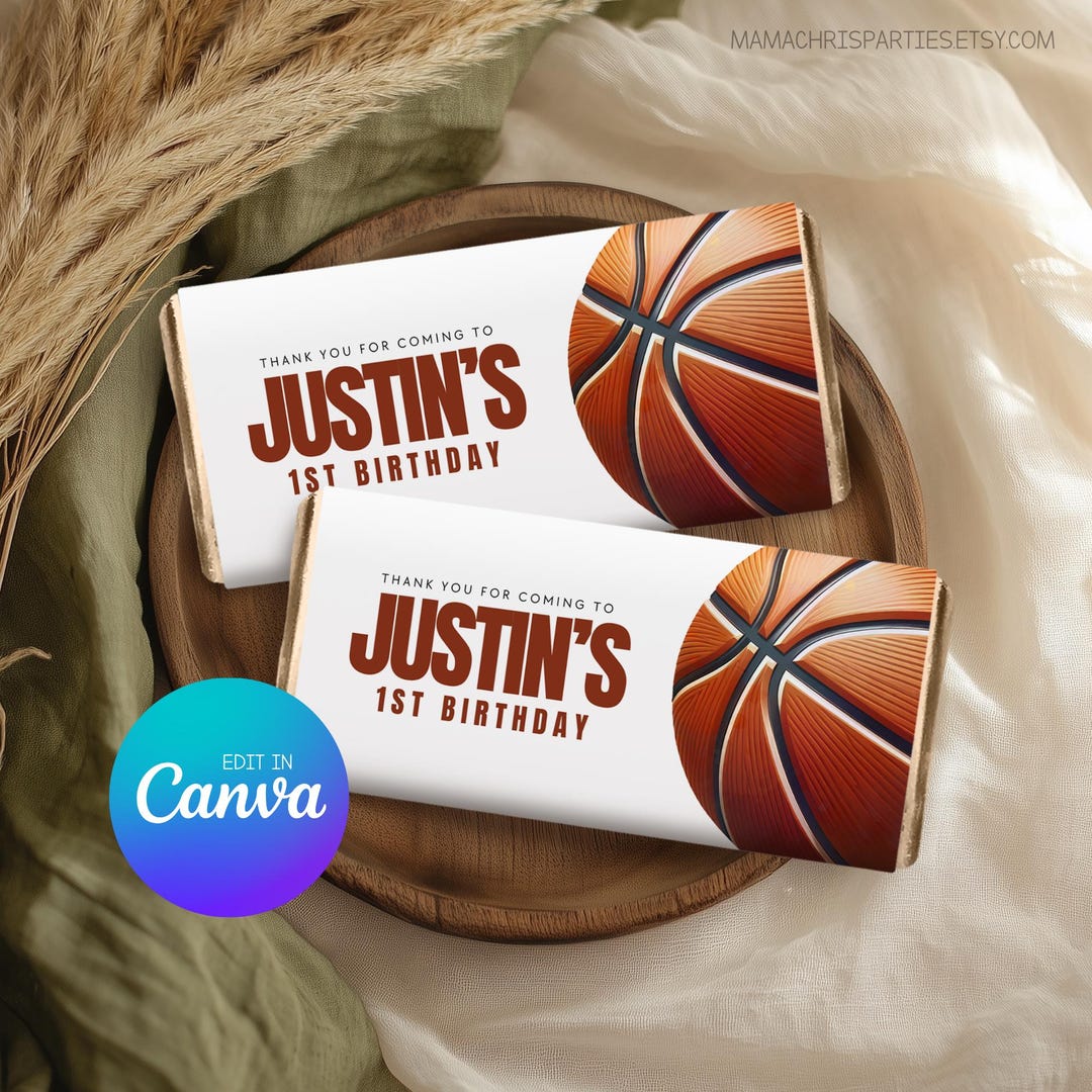 Basketball Chocolate Bar Wrapper, Editable Party Favour, Personalised ...