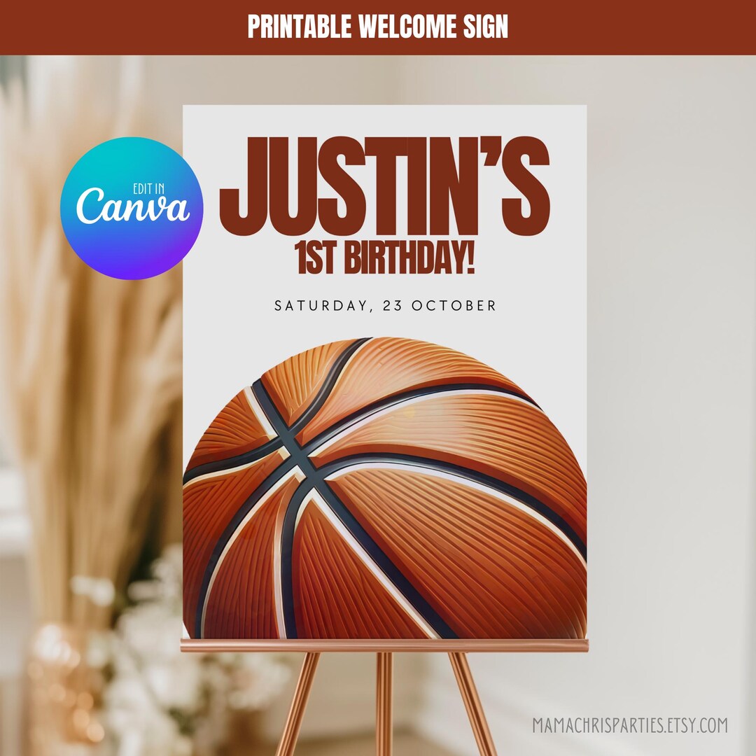 Basketball Welcome Sign Template, Basketball Birthday Party, Editable ...