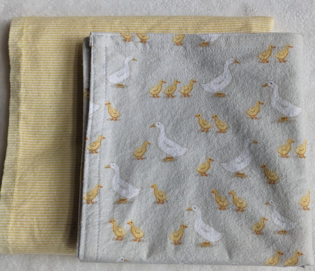 Ducks & Yellow Stripes Flannel Receiving Blankets Set of 2 - Etsy