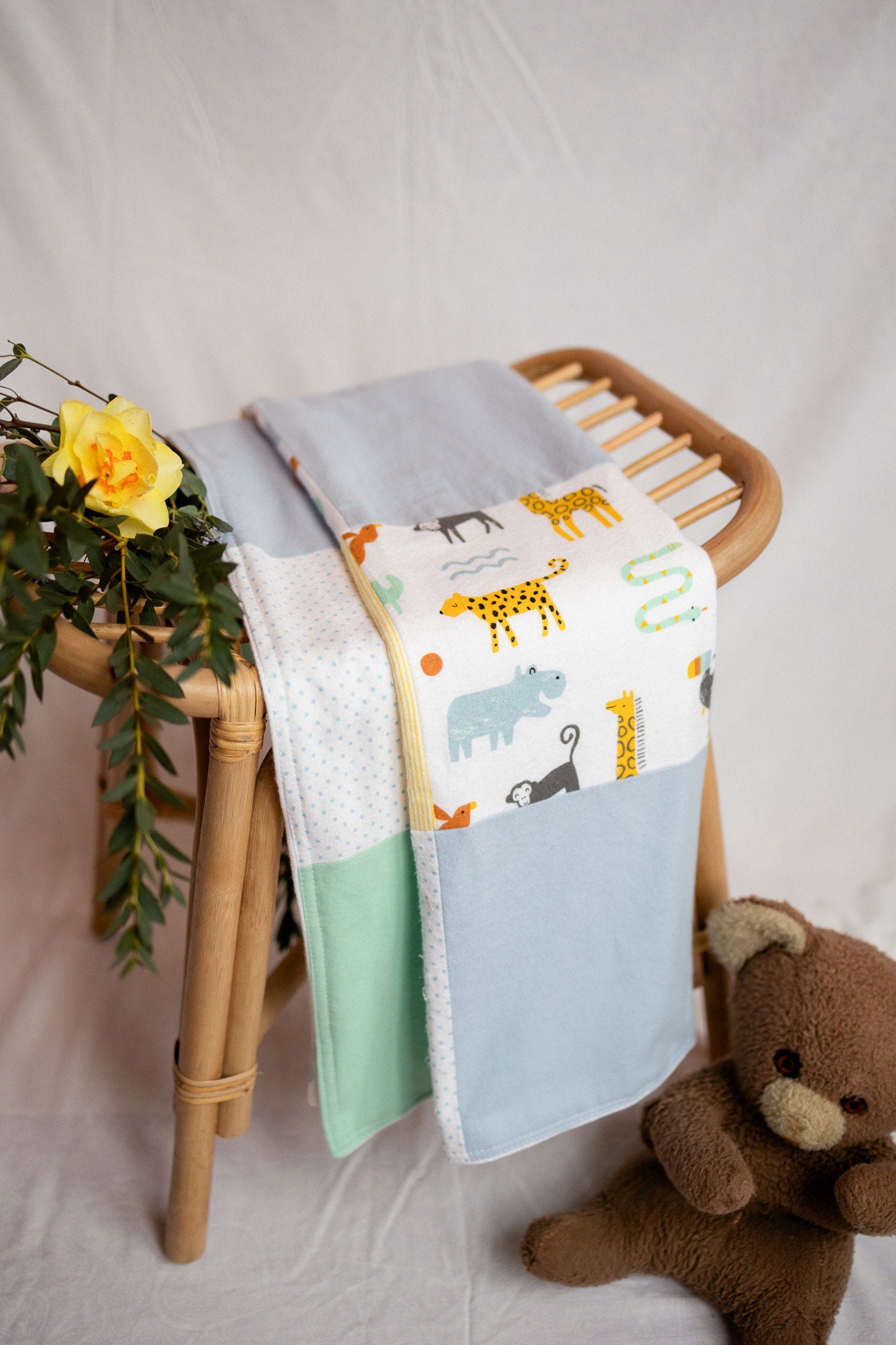 Jungle Animals Patchwork Flannel Receiving Blanket - Etsy