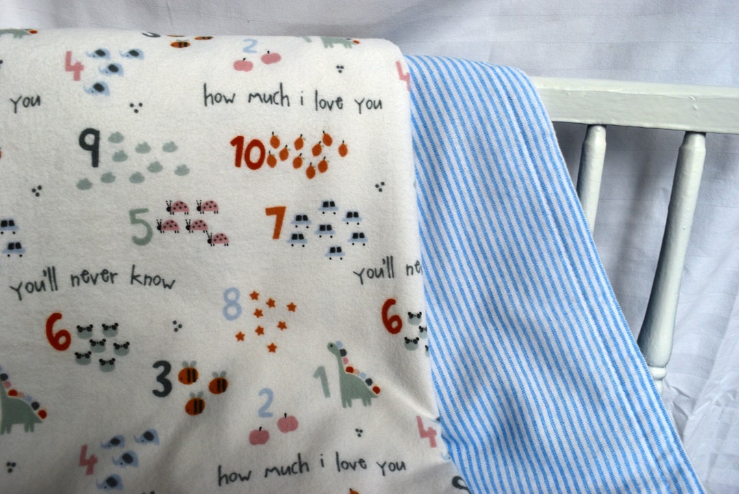 Numbers & Blue Stripes Flannel Receiving Blankets-set of 2 - Etsy